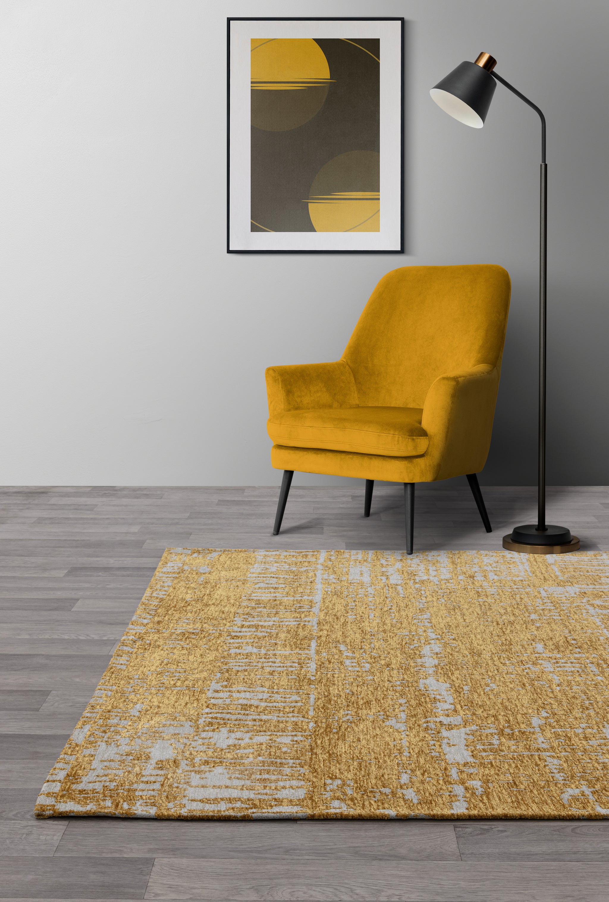 Beau Gold Rug - Modern Contemporary Rugs UK