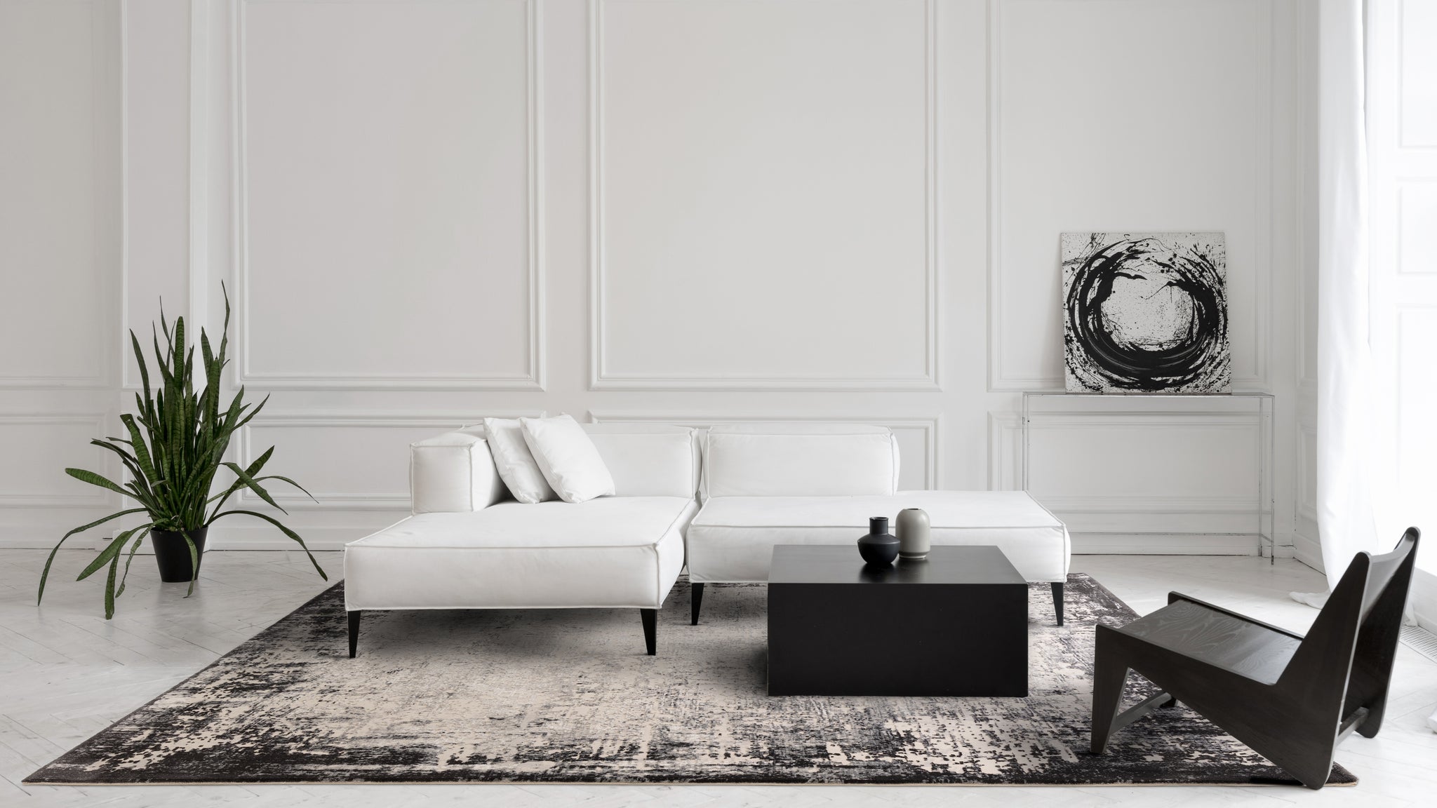 "Kuza Border Grey Rug - Lustre Rugs Leicester